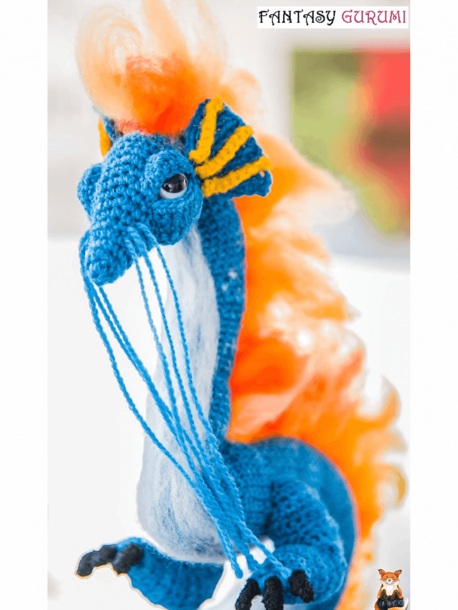 Dragon Feilong Pièce unique - Peluches au Crochet I Fait main en France